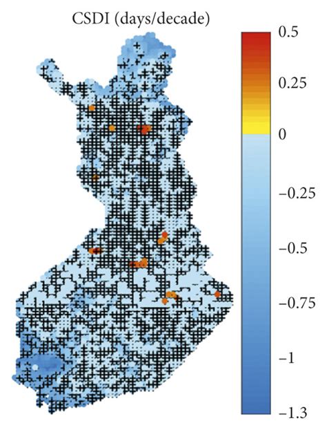 Spatial Distribution Maps Of Trends Decade In A Tx90p B Tn10p