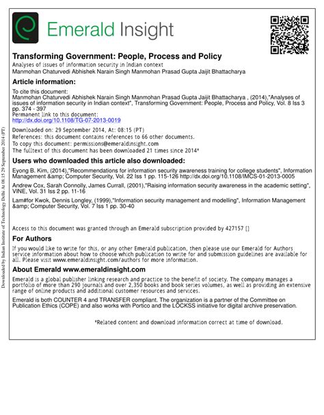 PDF Analyses Of Issues Of Information Security In Indian Context