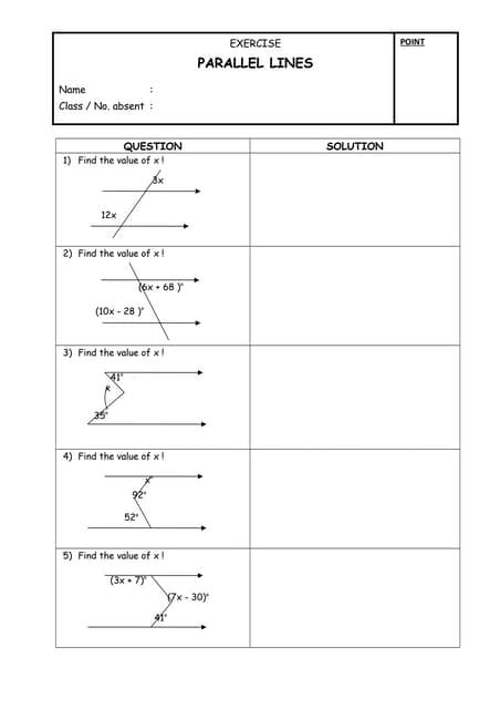 Exercise Parallel Lines Doc