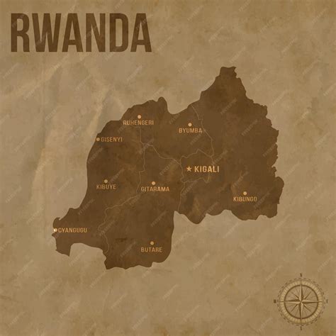 Premium Vector Vintage Rwanda Map With Regions Borders And Major