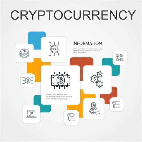 Cryptocurrency Infographic 10 라인 아이콘 템플릿 Blockchain Fintech 산업 광업 암호화 간단한 아이콘 프리미엄 벡터