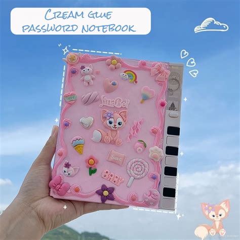 Rubya Diy Homemade Cream Glue Notebook With Lock Girl Password Lock