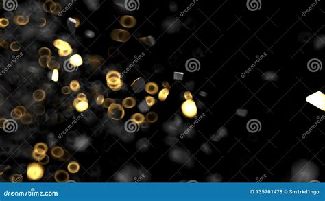 Golden Particles And Pieces On Black Background With Dof Effect Stock