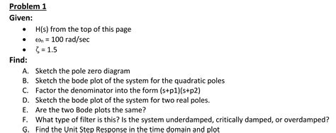 Solved Given H S From The Top Of This Page Omega N 100 Chegg Com