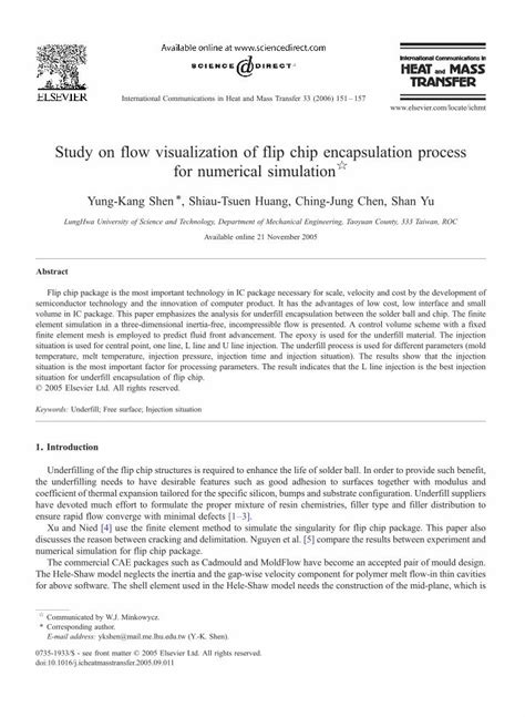 PDF Study On Flow Visualization Of Flip Chip Encapsulation Process For Numerical Simulation