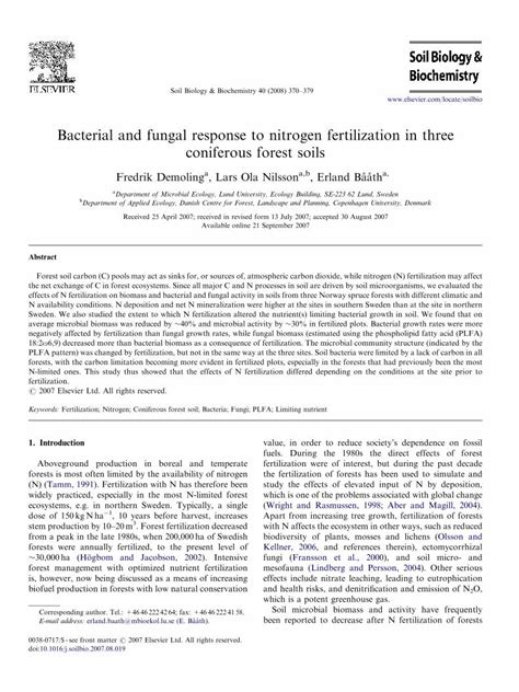 Pdf Bacterial And Fungal Response To Nitrogen Fertilization In Three