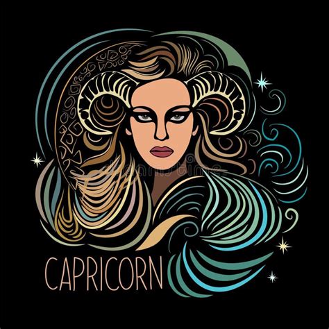 Capricorn Zodiac Sign Beautiful Girl Vector Art Stock Vector