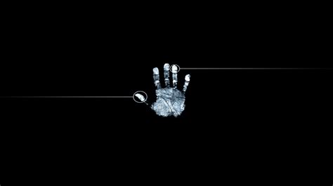 White Monochrome Hands Black Background Abstract Minimalism Logo