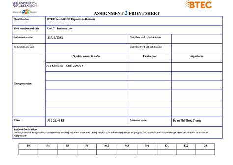 736 asm 2 dao minh tu asm 2 assignment 2 front sheet qualification