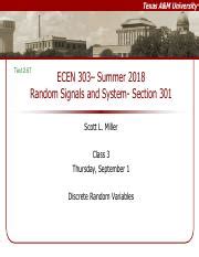 Class Discrete Random Variables Pdf Texas A M University Text ECEN Summer