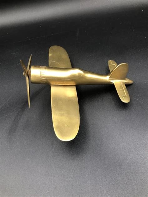 Old Ww2 Solid Brass Spitfire Airplane Model Propeller Aircraft Vintage