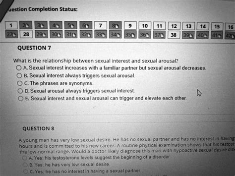 Solved Question 7 What Is The Relationship Between Sexual Interest And
