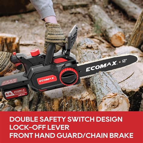 Ecomax Elg05 Cordless Chainsaw 12 Inch 18v Electric Chainsaw With 4ah