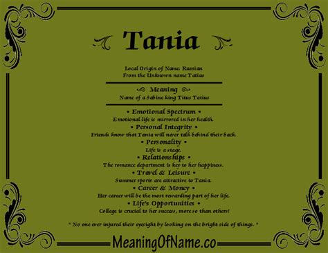 Tania Meaning Of Name