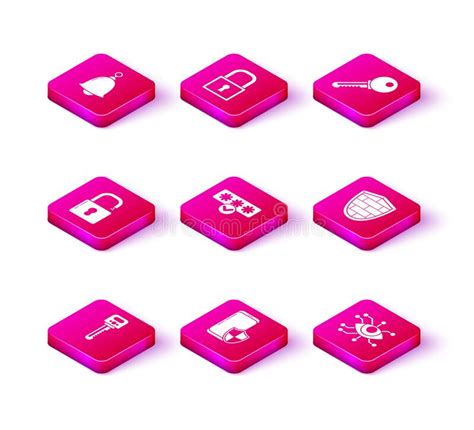 Set Key Smartphone With Security Shield Open Padlock Password Protection And Safety Access