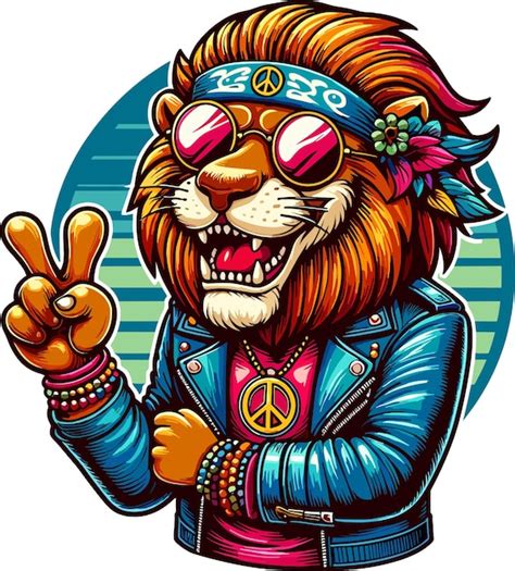 Dessin Animé Lion Illustration Vectorielle De Dessin Animé Groovy