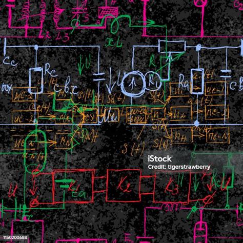 수학 및 기하학의 완벽 한 패턴 끝 없는 필기와 분필 보드에 다양 한 그래프 솔루션의 그림 수학 과목 그래픽 대학 강의 벡터