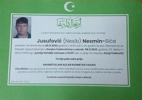 In Memoriam Nesmin Nesiba Jusufović Sića Tuzla Lve