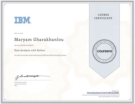 Dataanalytics Python Ibmcertificate Machinelearning Lifelonglearning Maryam Gharakhanlou