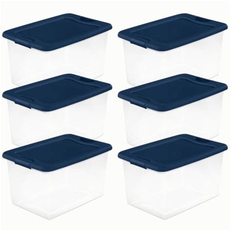 Sterilite 64 Quart Latching Plastic Storage Container Tote Marine Blue