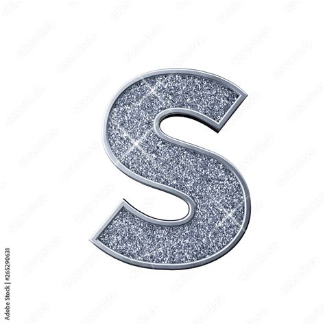 Silver Glitter Letter S Shiny Sparkling Capital Letter 3d Rendering