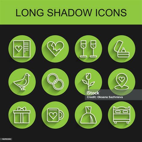 세트 라인 기프트 박스 커피 컵과 심장 엽서 여성 드레스 침실 결혼 반지 위치 및 꽃 장미 아이콘 벡터 3월에 대한 스톡 벡터 아트 및 기타 이미지 Istock