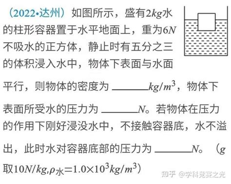 中考物理 浮力压强综合问题（中考真题压轴题） 知乎