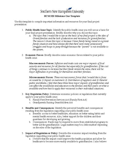 Hcm 320 Milestone One Template Hcm 320 Milestone One Template Use This Template To Compile