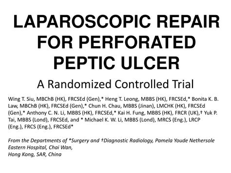 Ppt Laparoscopic Repair For Perforated Peptic Ulcer Powerpoint