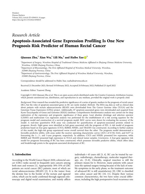 Pdf Apoptosis Associated Gene Expression Profiling Is One New