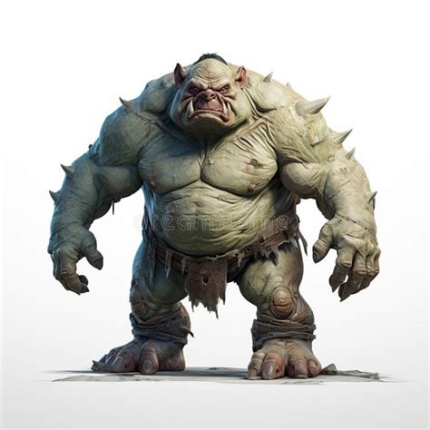 Menacing Ogre Cartoon Illustration On White Background Stock