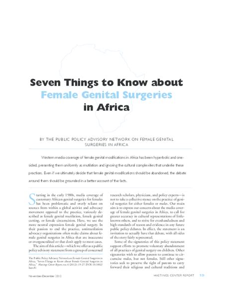 Pdf Seven Things To Know About Female Genital Surgeries In Africa
