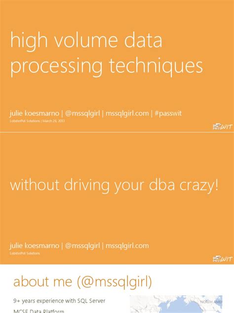 High Volume Data Processing Techniques Lobsterpot Solutions March 26
