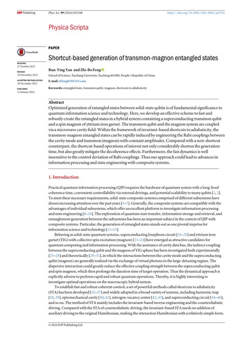 Shortcut Based Generation Of Transmon Magnon Entangled States Request PDF