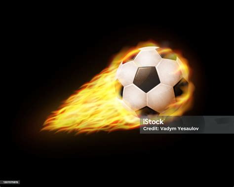 Bola Sepak Terbang Dalam Api Ilustrasi Stok Unduh Gambar Sekarang Bola Api Football Ball
