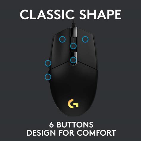 Ratón Para Juegos Con Cable Logitech G203 8000 Dpi Efecto óptico