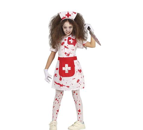 Disfraz de Enfermera Zombie blanco para niña