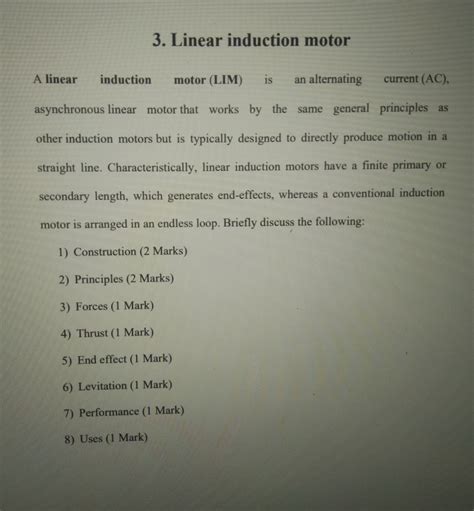 Solved Linear Induction Motor A Linear Induction Motor Chegg