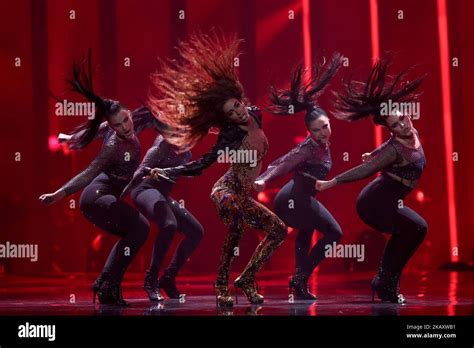 Singer Eleni Foureira Of Cyprus Performs During The First Semi Final Of