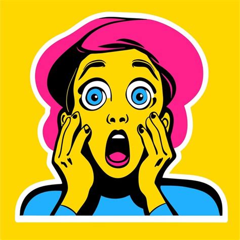 Expressão Assustada E Pose Desenhada à Mão Plana Estilosa Adesivo De