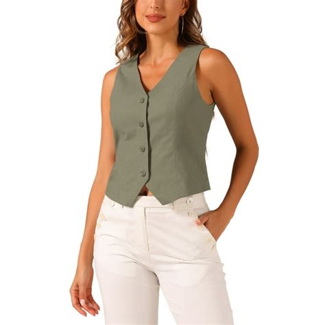 Allegra K Vest Waistcoat For Womens Fashion Sleeveless Button Down V