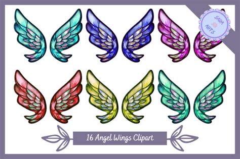 Stained Glass Angel Wings Clipart Graphic By Sarasb2000 · Creative Fabrica