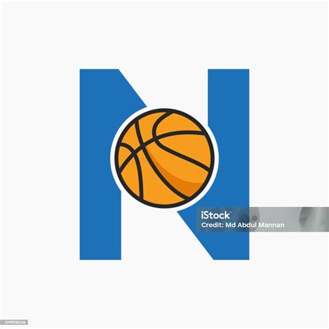 Letter N 개념에 농구 로고 바스켓 클럽 심볼 벡터 템플릿 Championship에 대한 스톡 벡터 아트 및 기타 이미지