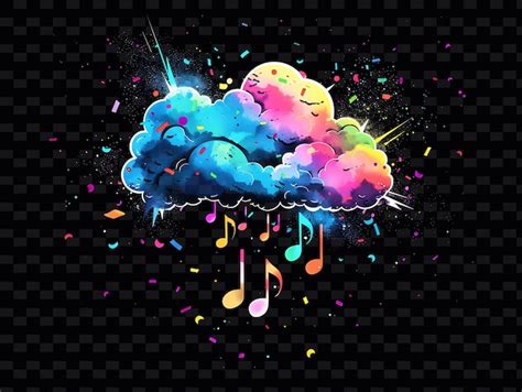 Premium Psd Vibrant Nimbus Cloud With Rainbow Colored Lightning Bolts