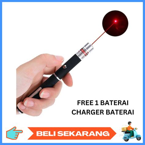 Laser Pointer Presentasi Persentasi Merah Beam 1 MW 650NM With Battery Multifungsi RED LASER