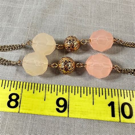 Jewelry Vintage Pink And White Lucite And Filigree Gold Tone Bead