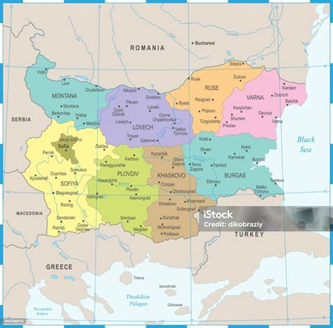 保加利亞地圖詳細的向量插圖向量圖形及更多保加利亞圖片 保加利亞 側影 國家 地域 Istock