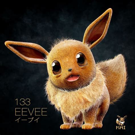 Realistic Pokemon Eevee Kai Kiat Pokemon Eevee Buy Art Print