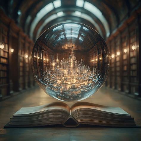 Holographic Sphere Enveloping Miniaturized Futuristic Cityscape In