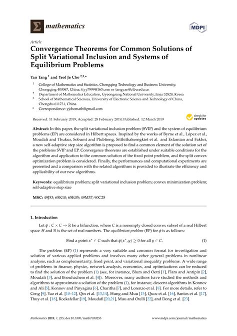 PDF Convergence Theorems For Common Solutions Of Split Variational